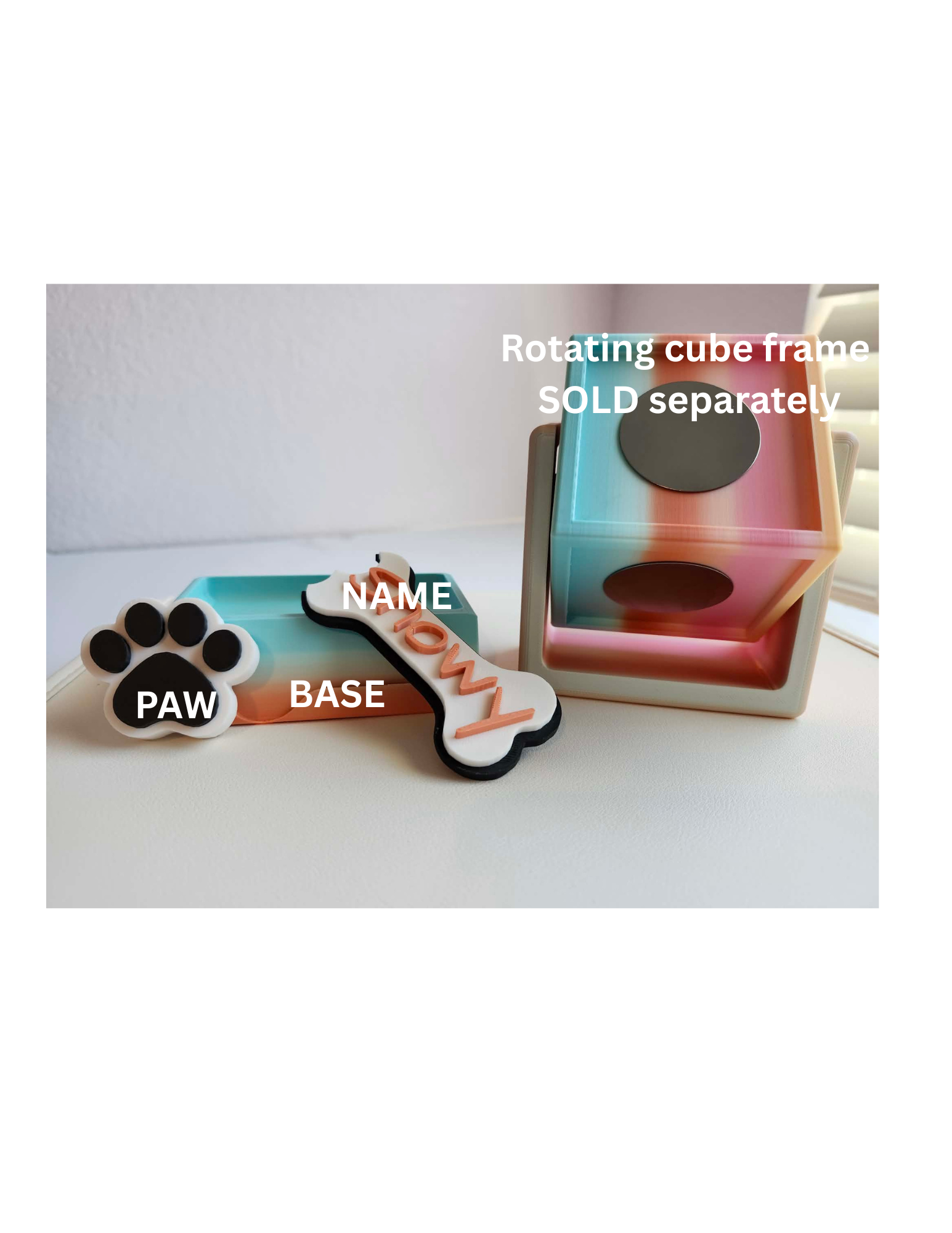 STL for PAWfect Memories rotating cube frame, BASE and ACCESSORIES onl ...